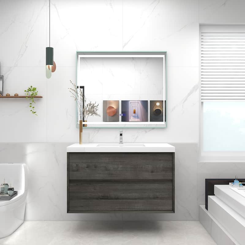 Selina 42" Wall Mounted Vanity with Single Sink - 42 - Overstock - 36058393